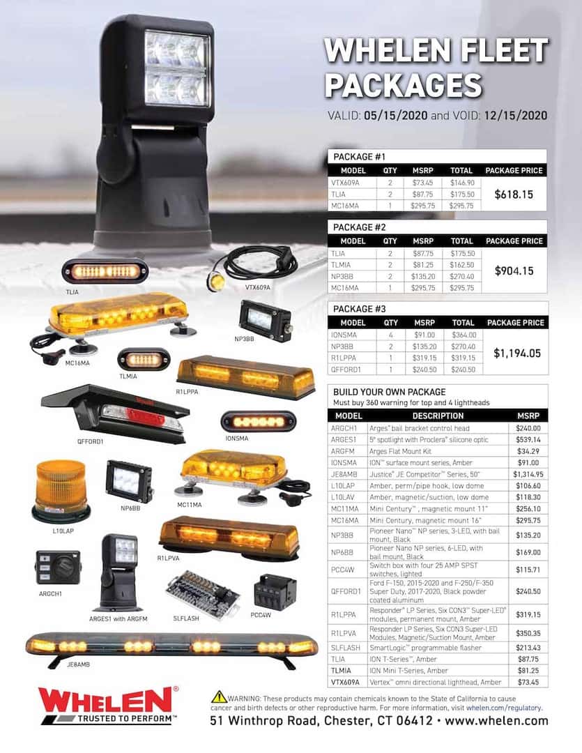 Whelen Fleet Packages Promotion: 05/15/20 - 12/15/20