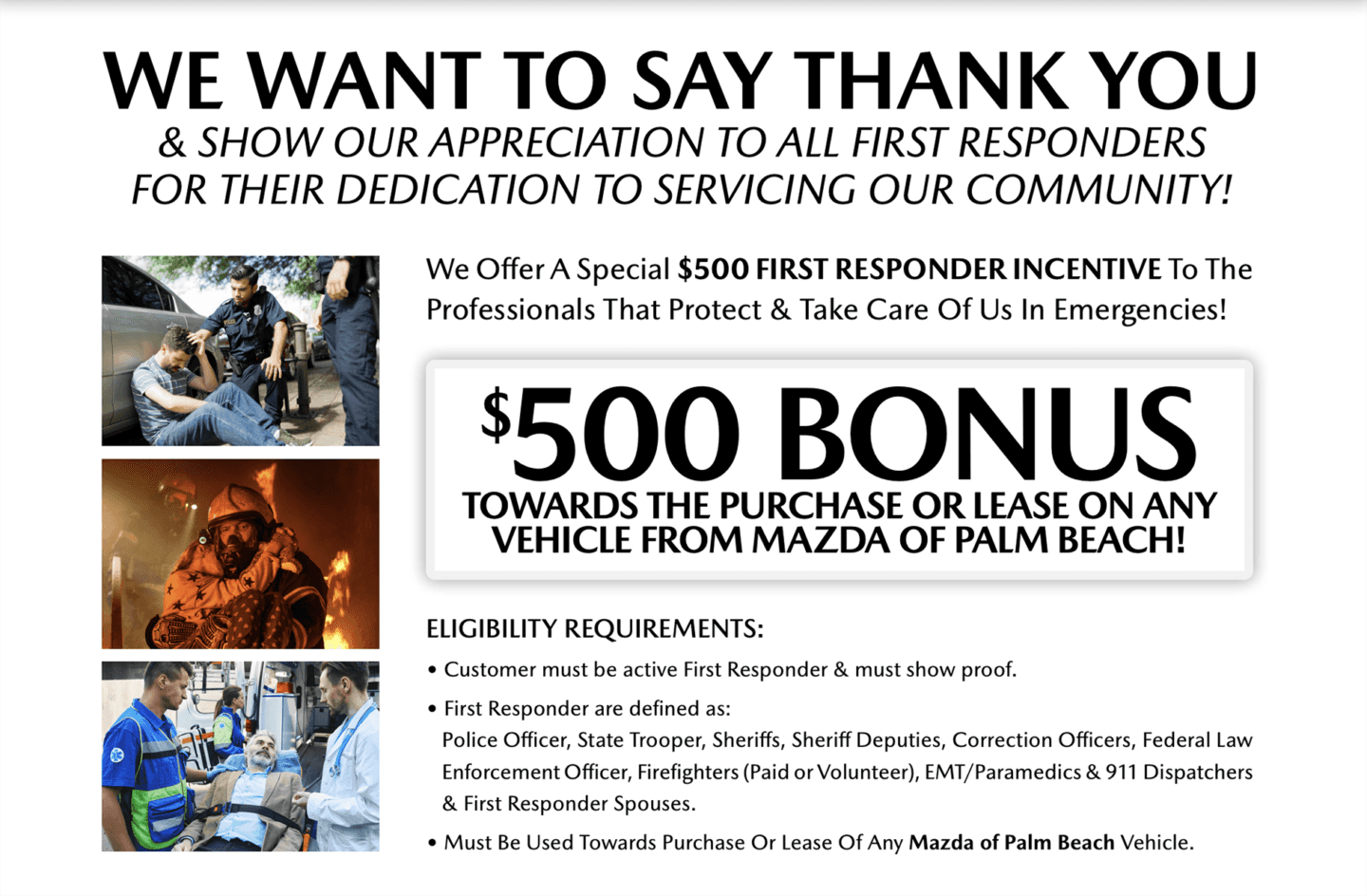 FIRST RESPONDERS PLAN | Mazda of Palm Beach